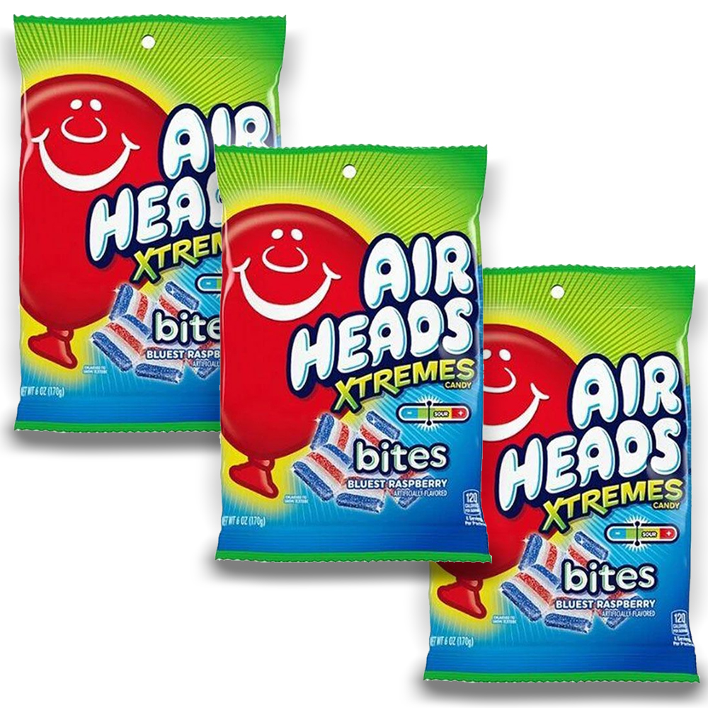 Airheads Xtremes Blue Raspberry Bites - 3 Pack - American Sweets ...