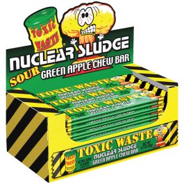 Toxic Waste Sour Apple Chew Bars - Box of 50 - Sour Sweets - Retro ...