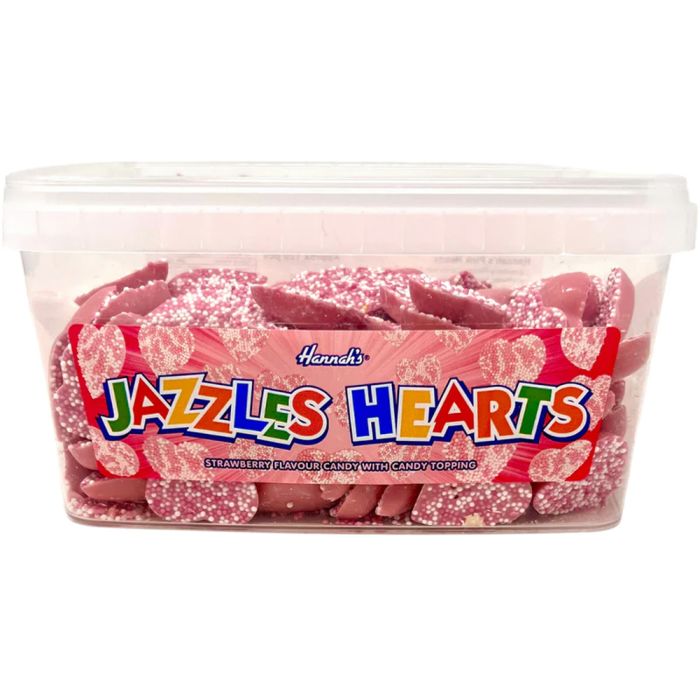 Pink Jazzles Hearts - Tub of 120 - Retro Sweets - Pick and Mix Sweets ...