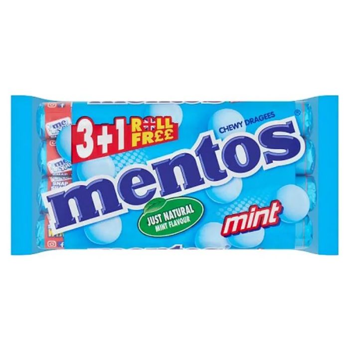 Mentos Mint - 4 Pack - Retro Sweets - Multipack Sweets - Mint Sweets