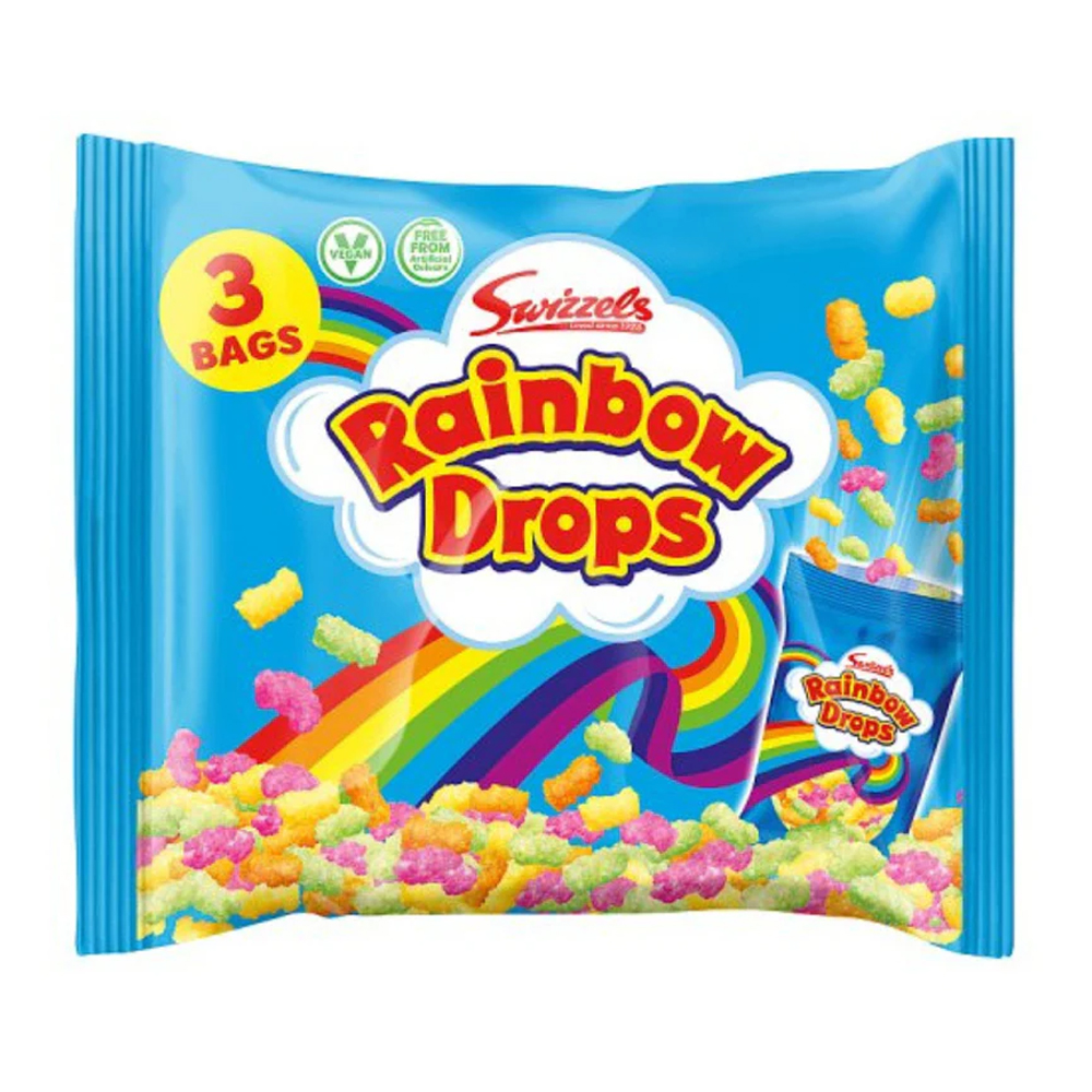Swizzels Rainbow Drops - 3 Pack - Retro Sweets - Pick and Mix Sweets