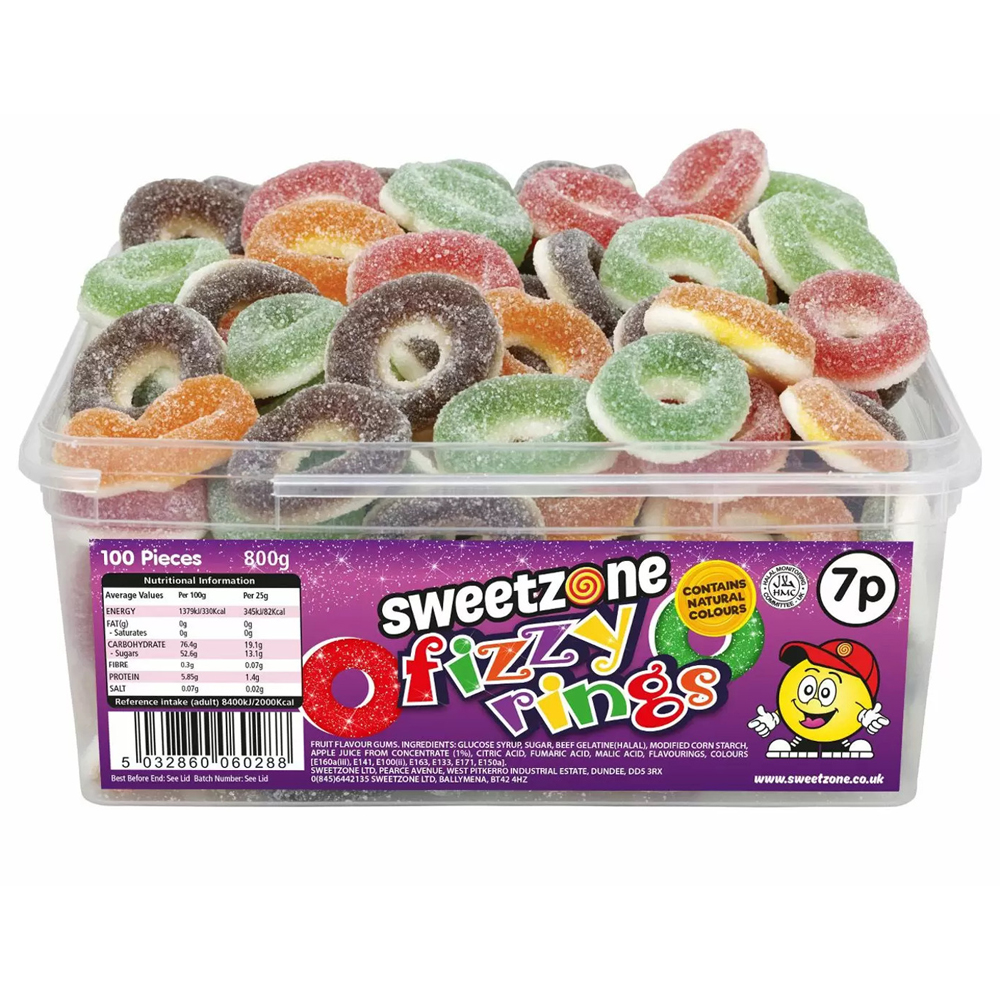 Sweetzone Fizzy Rings Tub - Retro Sweets - Pick and Mix Sweets - Halal ...