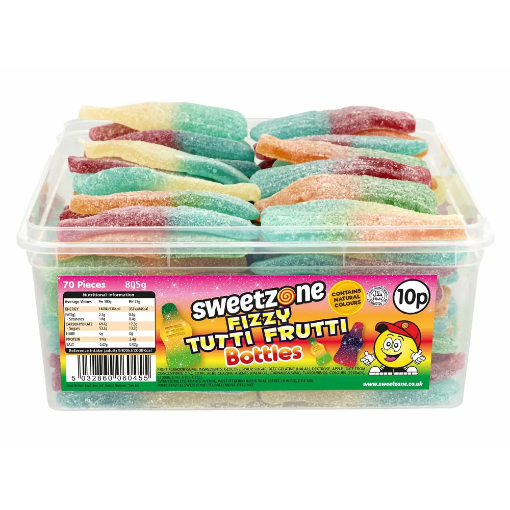 Sweetzone Fizzy Tutti Frutti Bottles Tub - Retro Sweets - Pick and Mix ...
