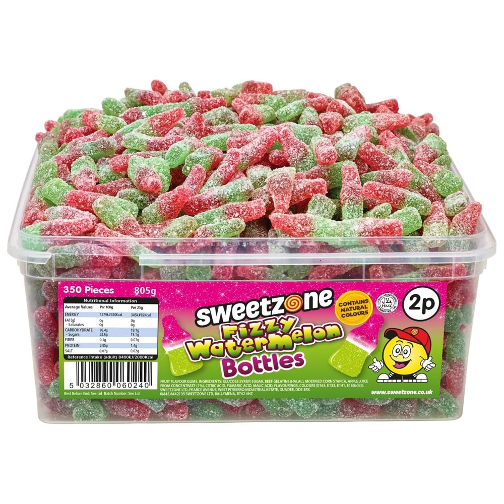 Sweetzone Fizzy Watermelon Bottles Tub - Retro Sweets - Pick and Mix ...