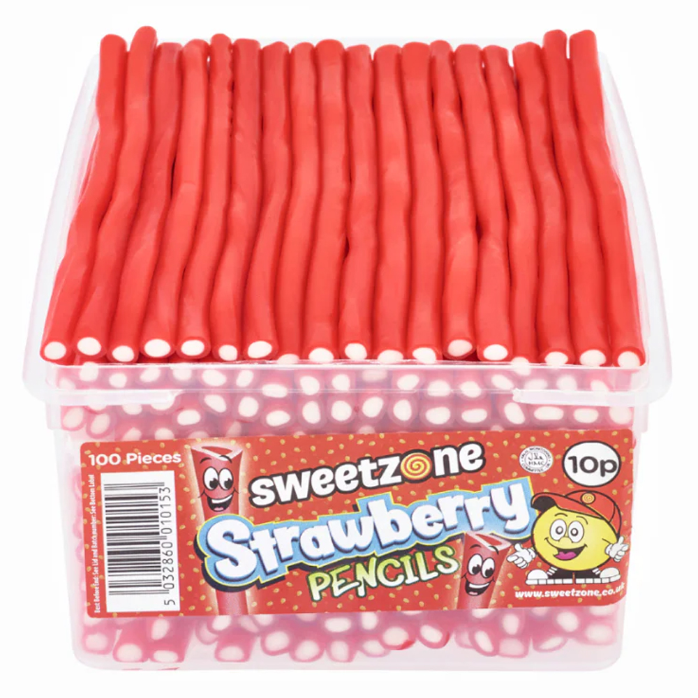 Sweetzone Strawberry Pencils Tub - Retro Sweets - Pick and Mix Sweets ...