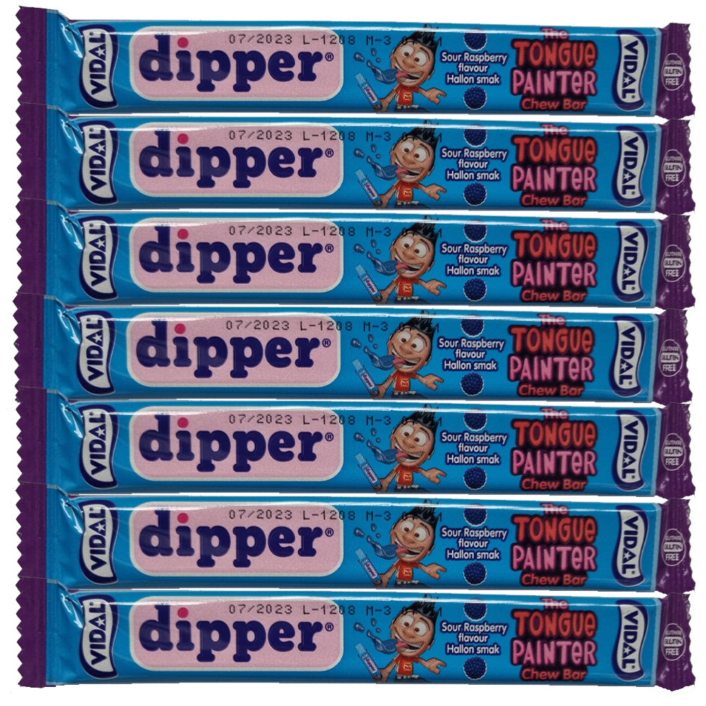 Sour Blue Raspberry Tongue Painter Dipper Chew bars - 8 Pack - Retro ...
