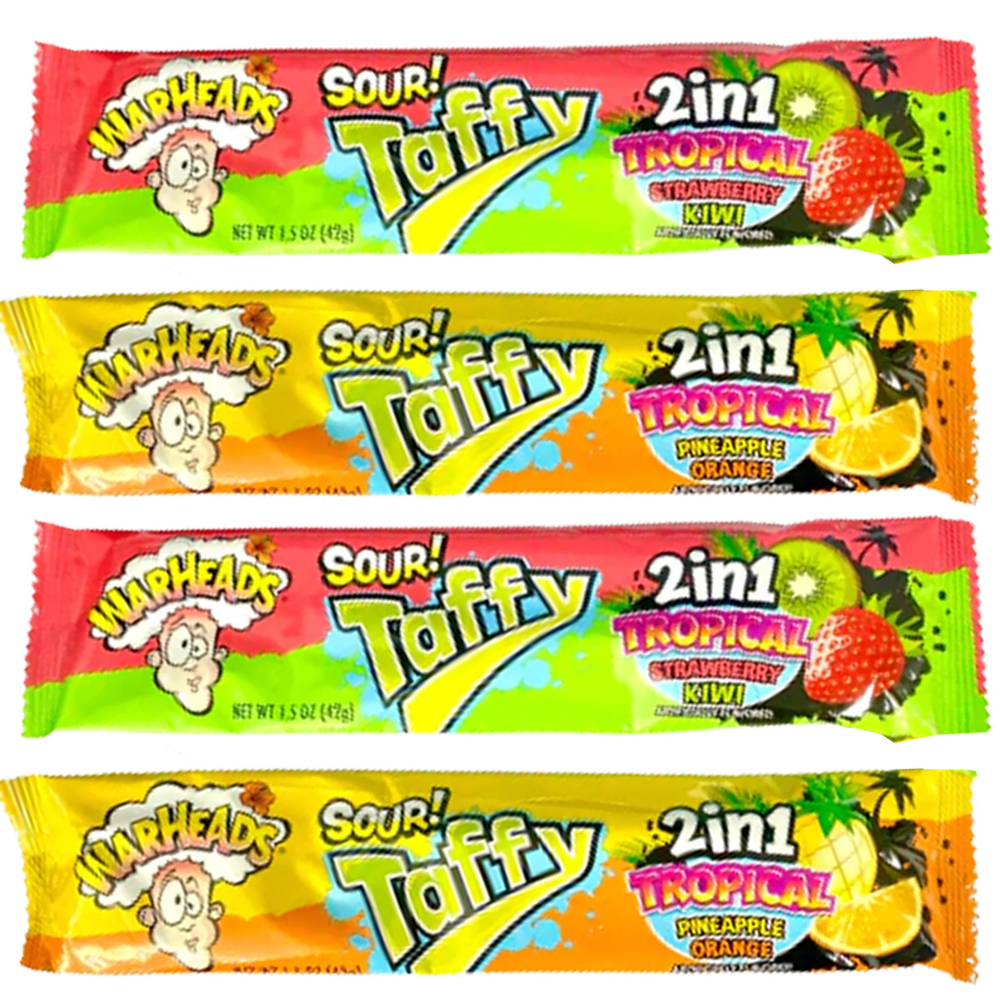 Warheads Sour Taffy Tropical 2 in 1 - American Sweets - American Candy ...