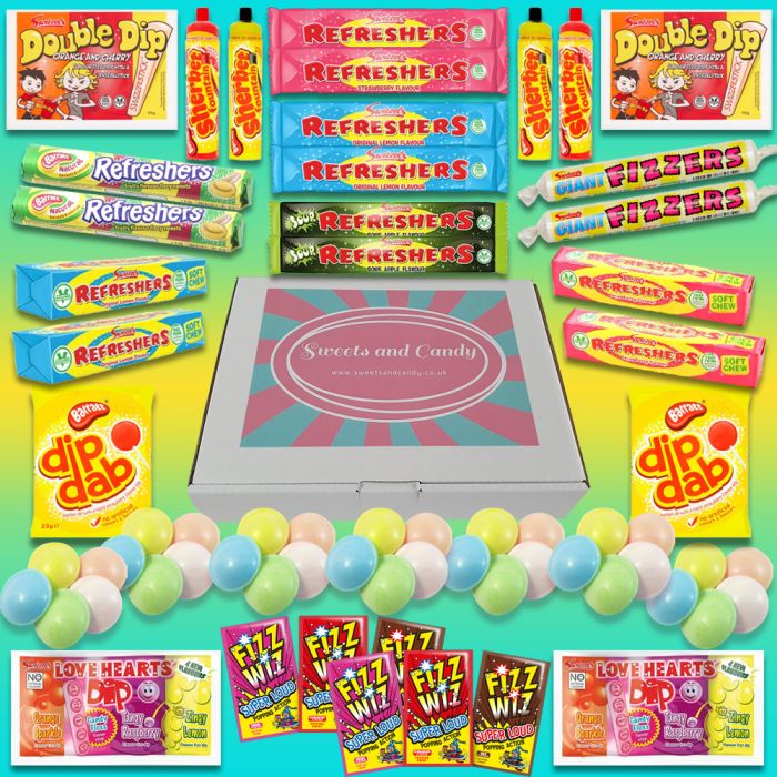 Retro Sherbet and Popping Candy Hamper Box- Retro Sweets Hamper - Sweet ...