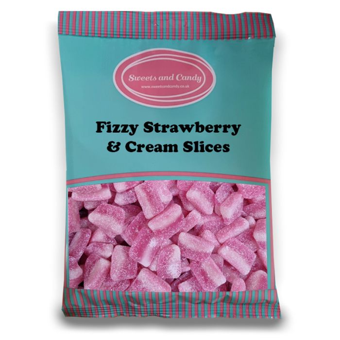 Vegan Fizzy Strawberry and Cream Slices 1Kg - Pick and Mix Sweets ...